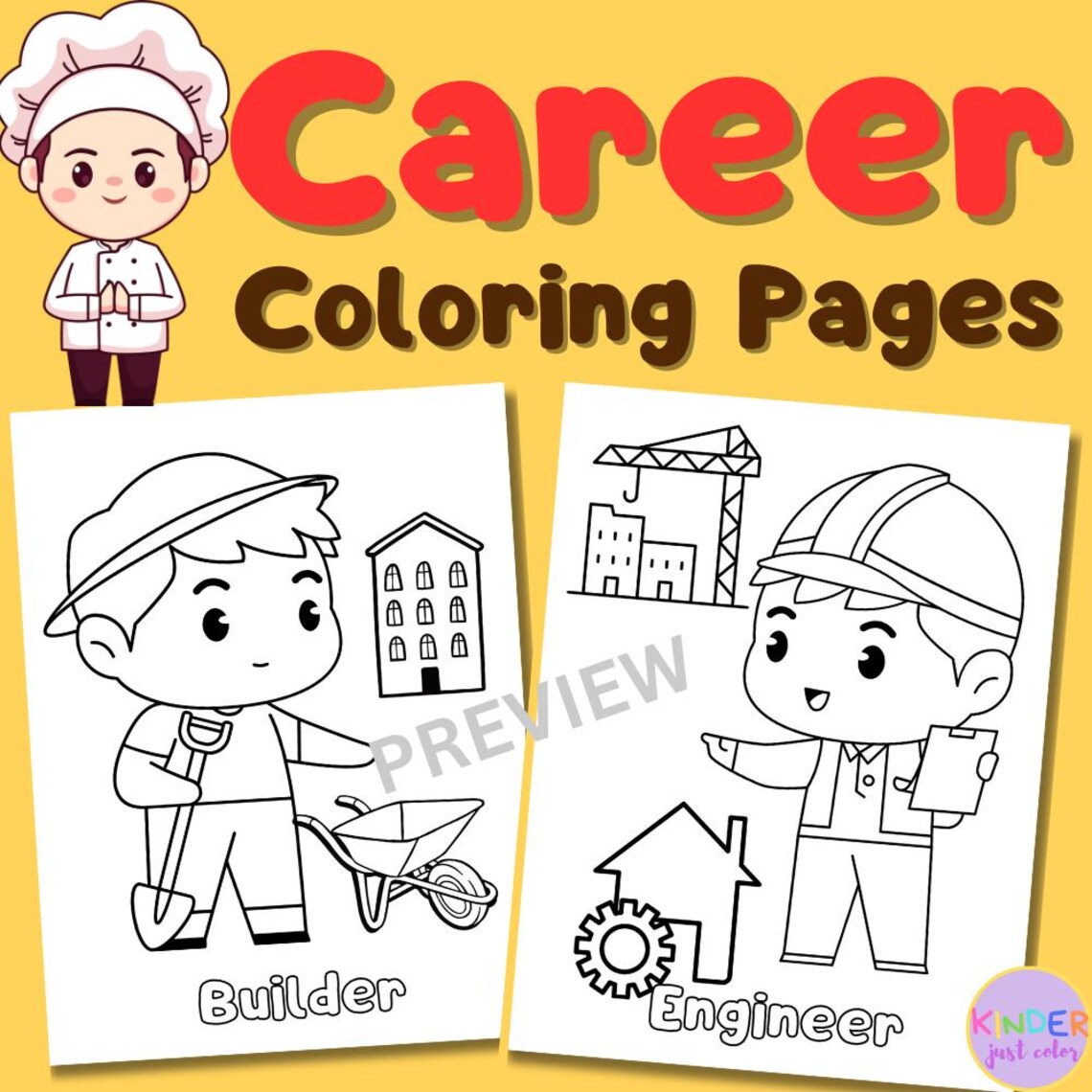 Community Helpers Coloring Page, Career Day Job Coloring Page ...