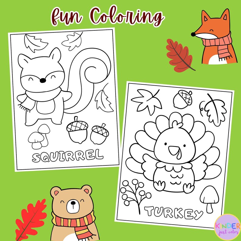 Autumn Fall Animal Coloring Pages, Autumn Coloring Sheets for ...