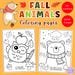 Fall Animal Coloring Pages, Autumn Coloring Sheet for Kindergarten ...