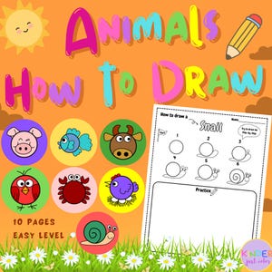 Learn to Draw Animals: Step-by-step Guide for Kids (printable) - Etsy