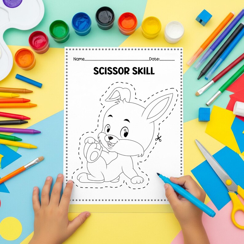 Easter Bunny Scissor Skills Worksheets, Cutting Practice & Coloring ...