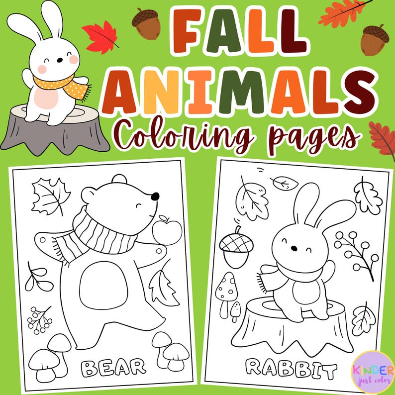 Autumn Fall Animal Coloring Pages, Autumn Coloring Sheets for ...