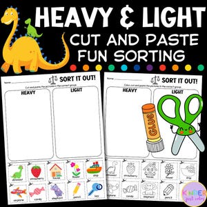 Heavy and Light Sorting Activities, Cut and Paste Activities, Weight ...