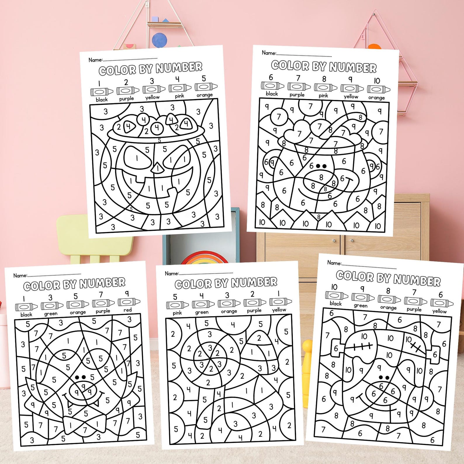 Halloween Color by Number Code 1-10, Preschool Kindergarten Worksheets ...
