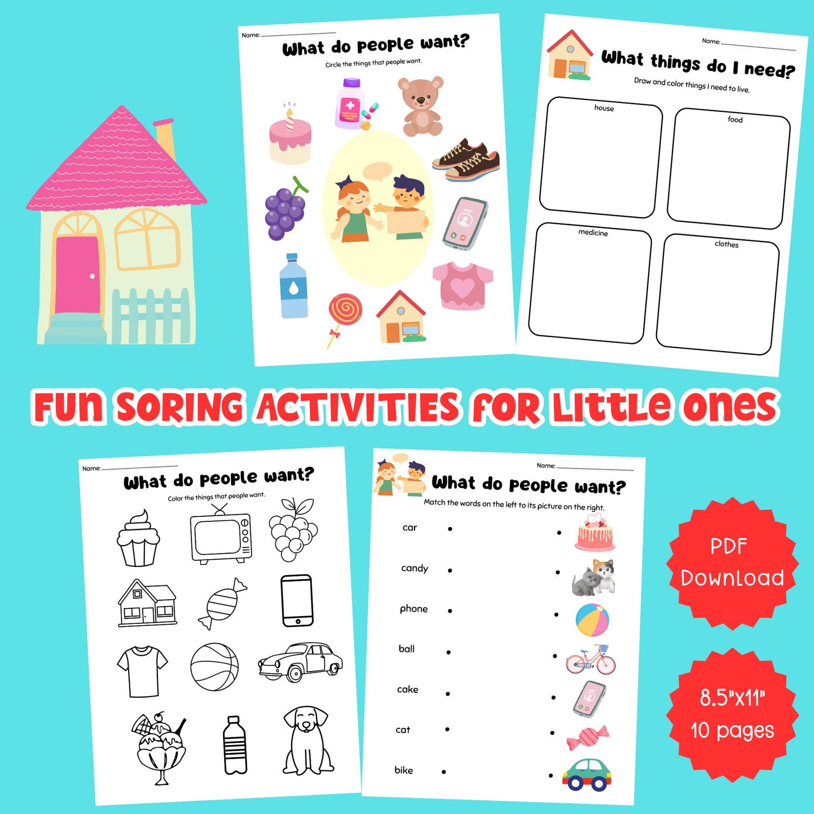 Needs Vs Wants Sort Worksheet, Cut and Paste Activities, Need & Want ...
