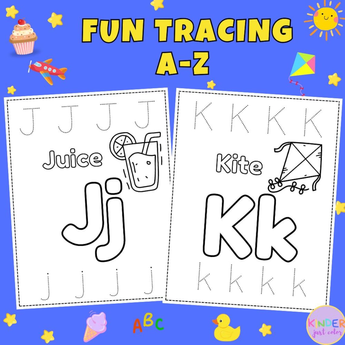 Alphabet Tracing & Coloring Pages, Upper Lower Case Letters ...