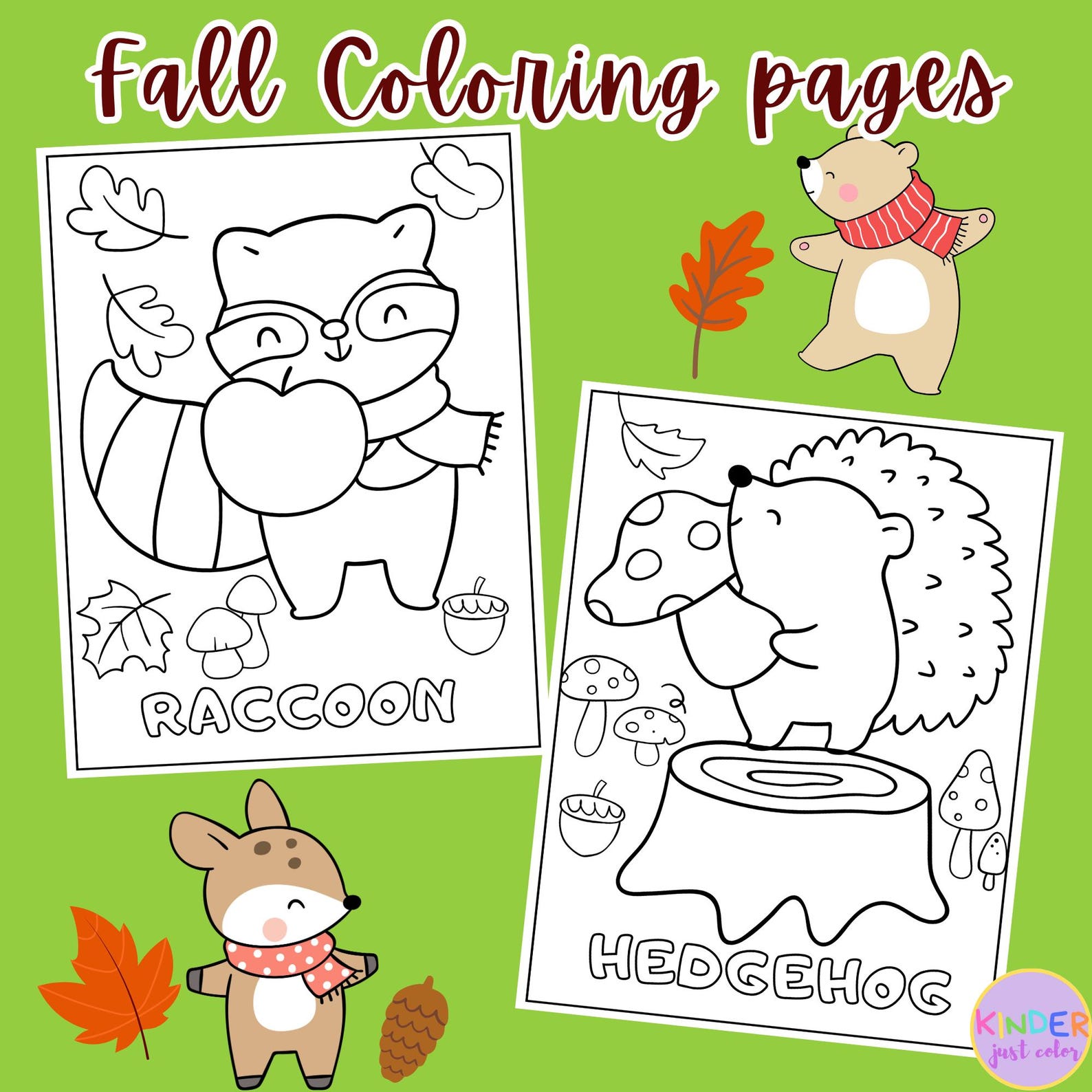 Autumn Fall Animal Coloring Pages, Autumn Coloring Sheets for ...