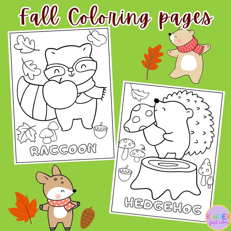 Autumn Fall Animal Coloring Pages, Autumn Coloring Sheets for ...