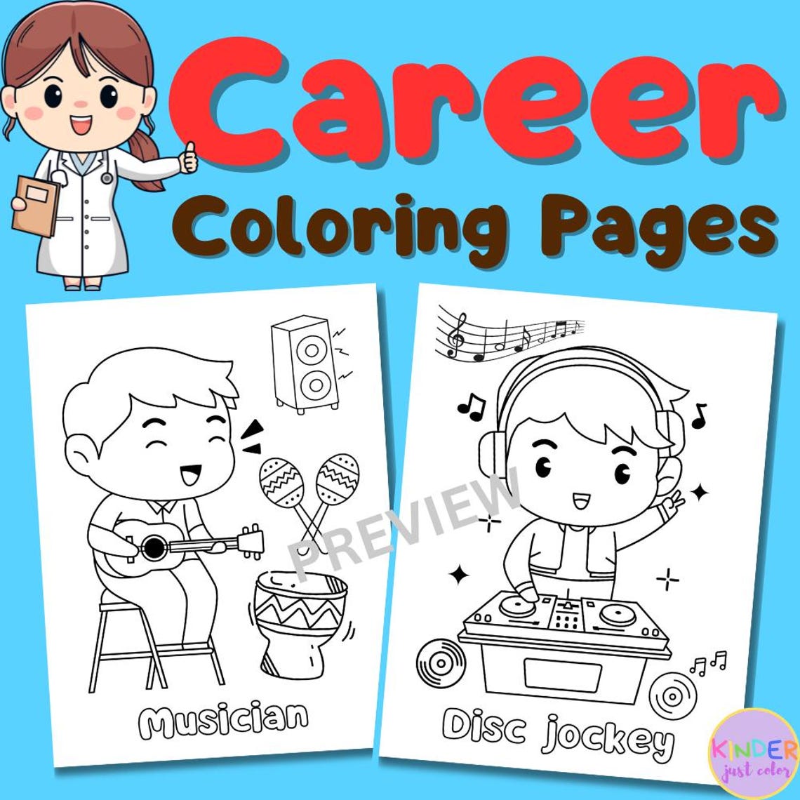 Career Coloring Pages, Career Day, Job Coloring Page, Occupation ...