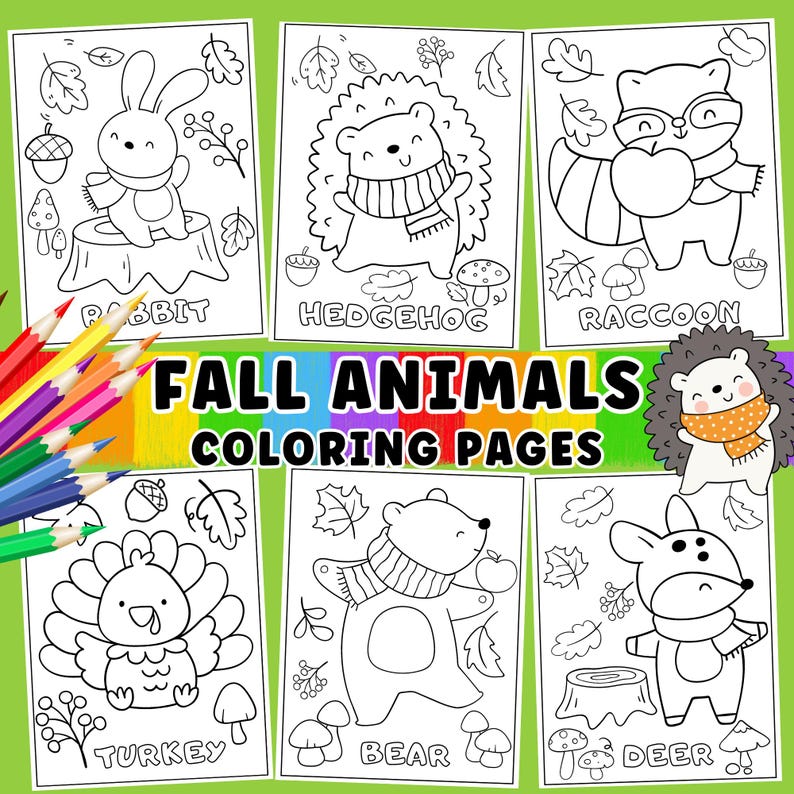 Autumn Fall Animal Coloring Pages, Autumn Coloring Sheets for ...