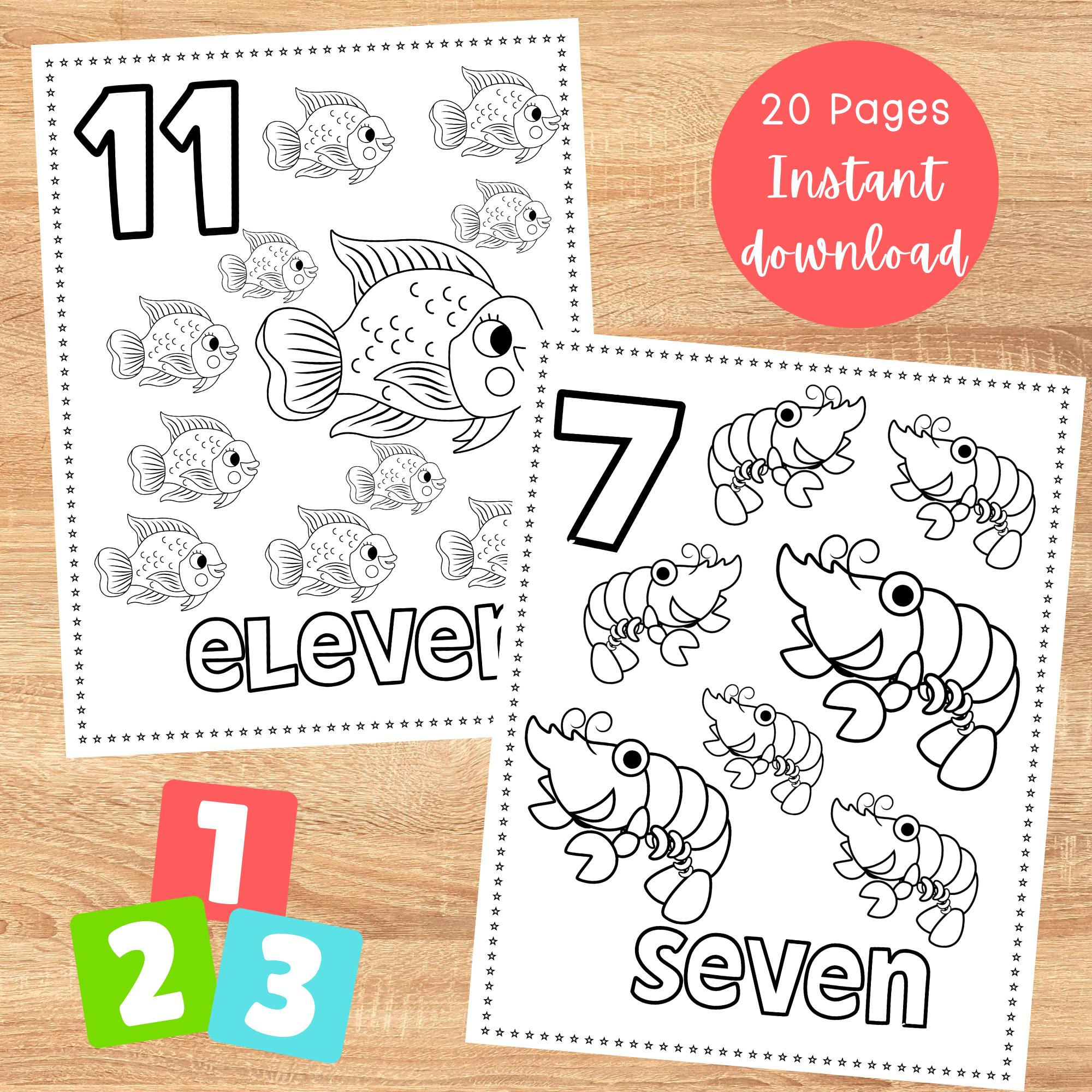 Number 1-20 Coloring Pages, Ocean Animals Coloring | Counting Numbers ...