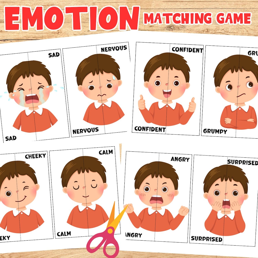 Emotion Matching Game, Feelings Flashcard for Kid, SEL Activity for ...