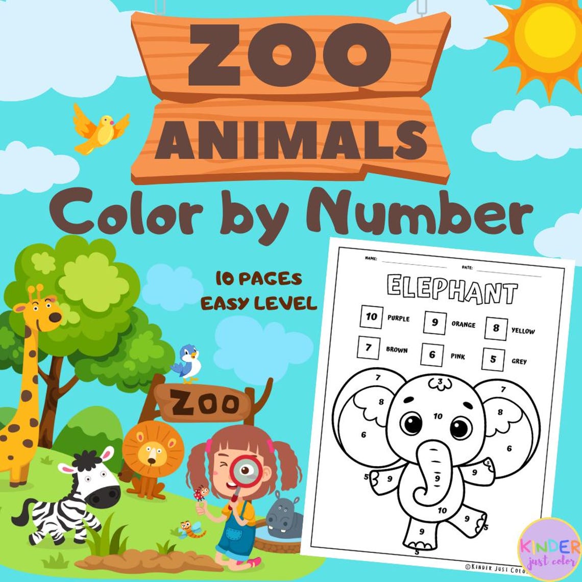 Zoo Animals Color by Number 1-10 | Fun Educational Coloring Pages for ...