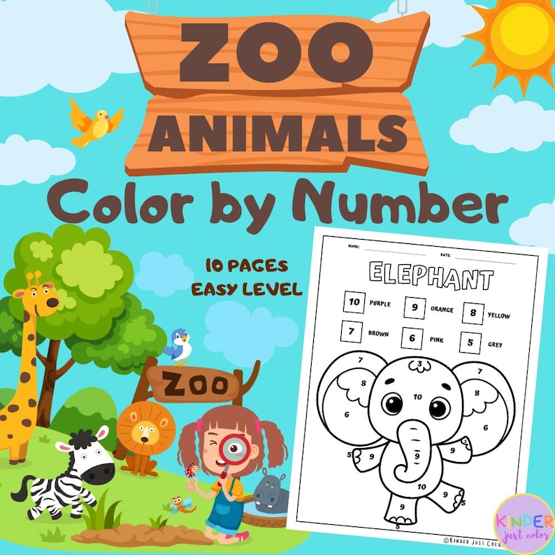 Zoo Animals Color by Number 1-10 | Fun Educational Coloring Pages for ...