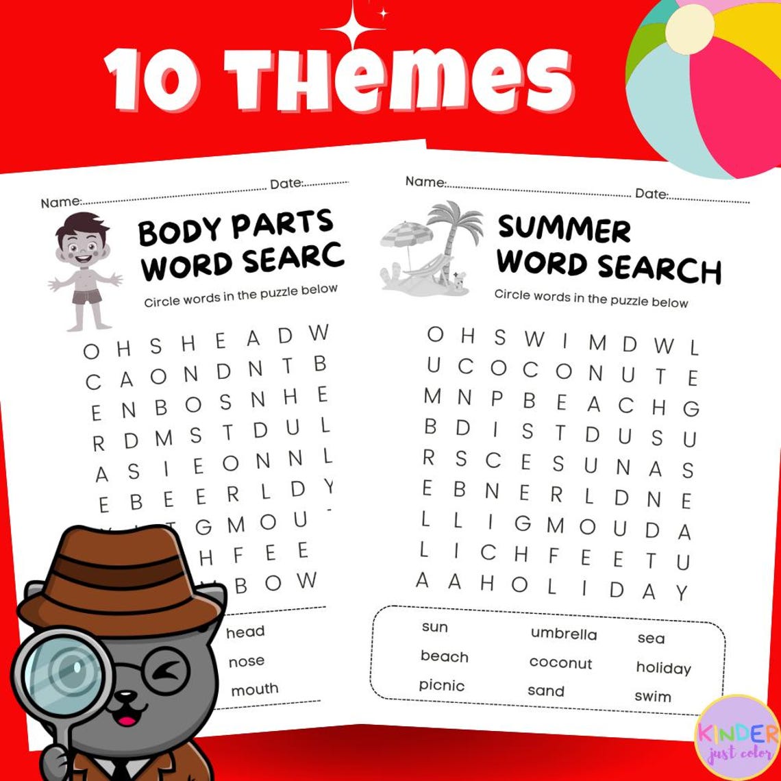 Simple Word Search for Kids, Easy Word Search for Kids, Kids Word ...