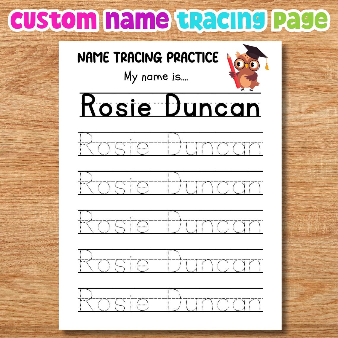Preschool Custom Name Tracing Worksheet, Name Writing Practice ...