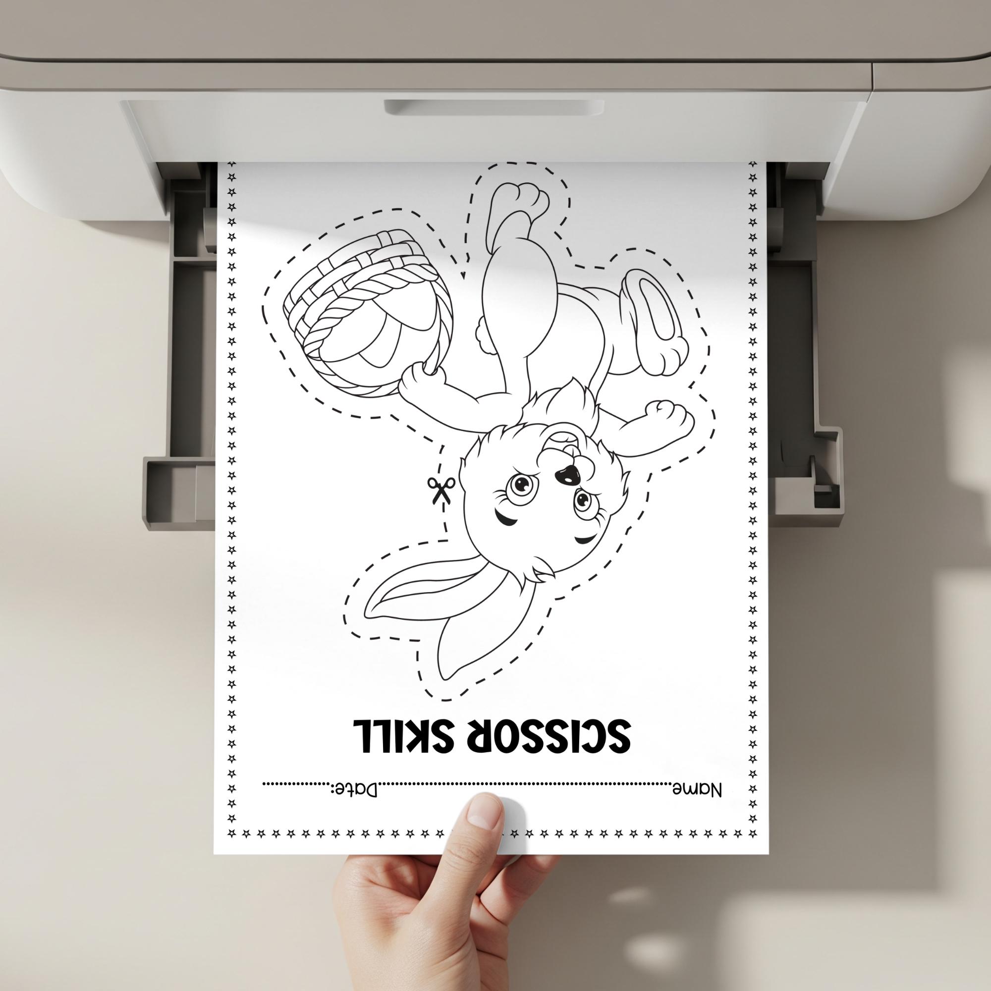 Easter Bunny Scissor Skills Worksheets, Cutting Practice & Coloring ...