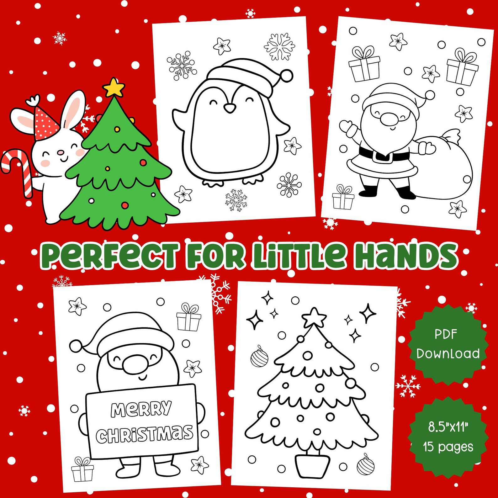 Christmas Coloring Pages for Kids Toddlers Preschoolers, Christmas ...