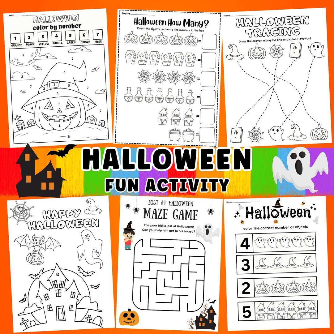 Halloween Activity for Kids Fun Maze Color by Number Tracing Coloring ...