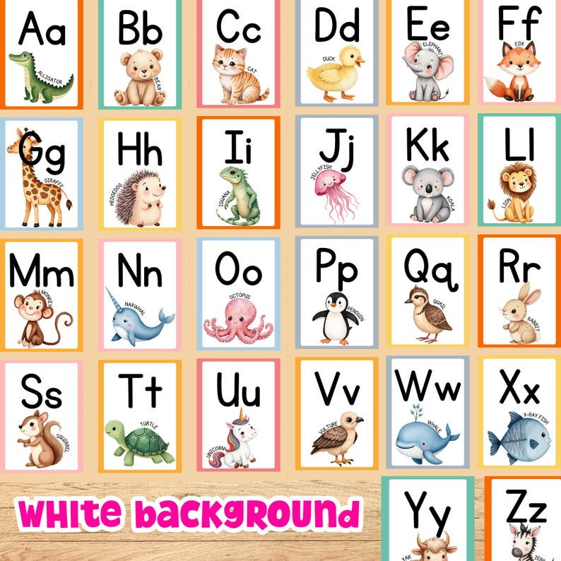 Animal Alphabet Poster Printable A-Z, ABC Teaching Tool for Preschool ...
