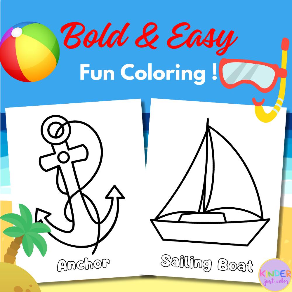 Beach Fun Activity Coloring Pages, Water Sport, Summer Vacation ...