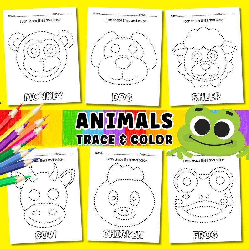 Tracing Worksheets, Animal Coloring, Line Trace for Preschool ...