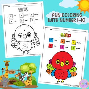 Zoo Animals Color by Number 1-10 | Fun Educational Coloring Pages for ...