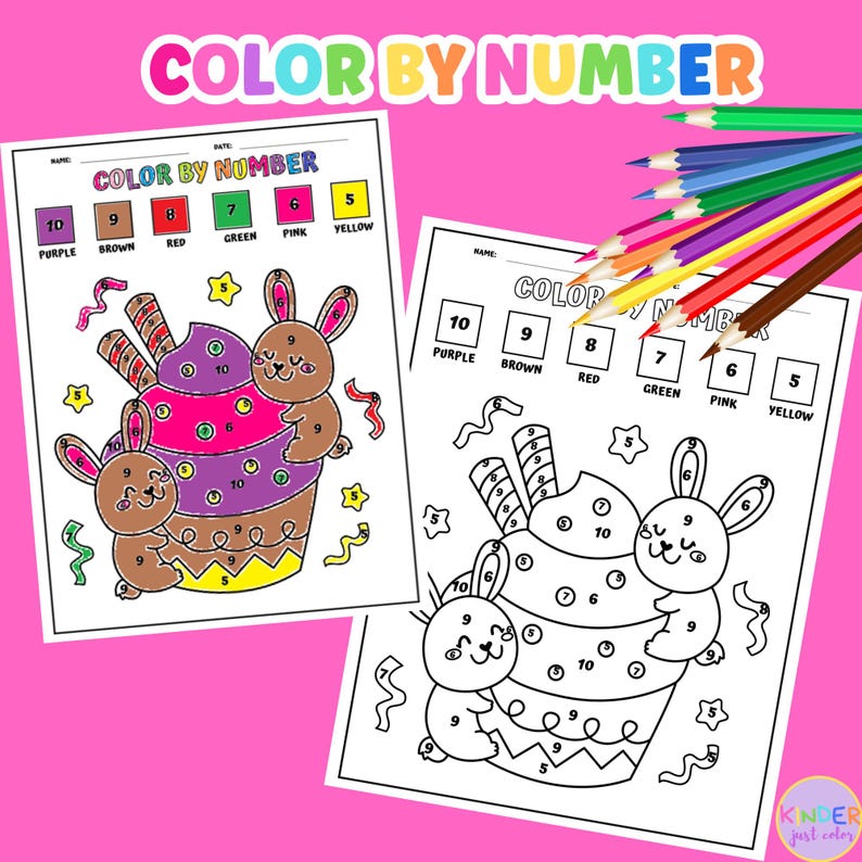 Cute Animals Color by Numbers 1-10 Pages for Kids Activity Book ...