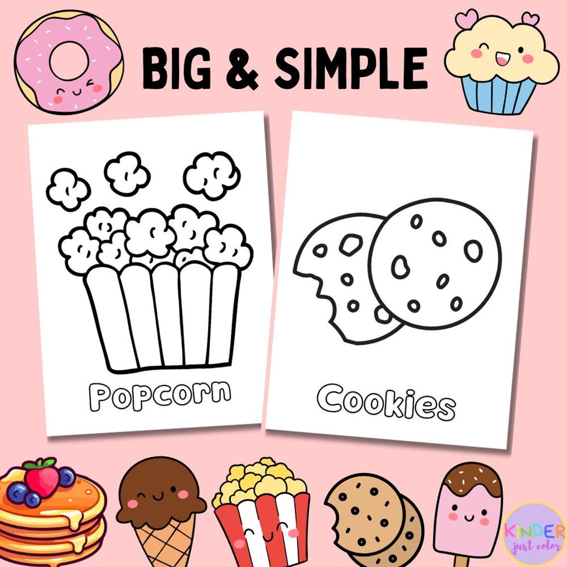 Sweet and Dessert Coloring Pages for Kids, Bold and Easy Coloring ...