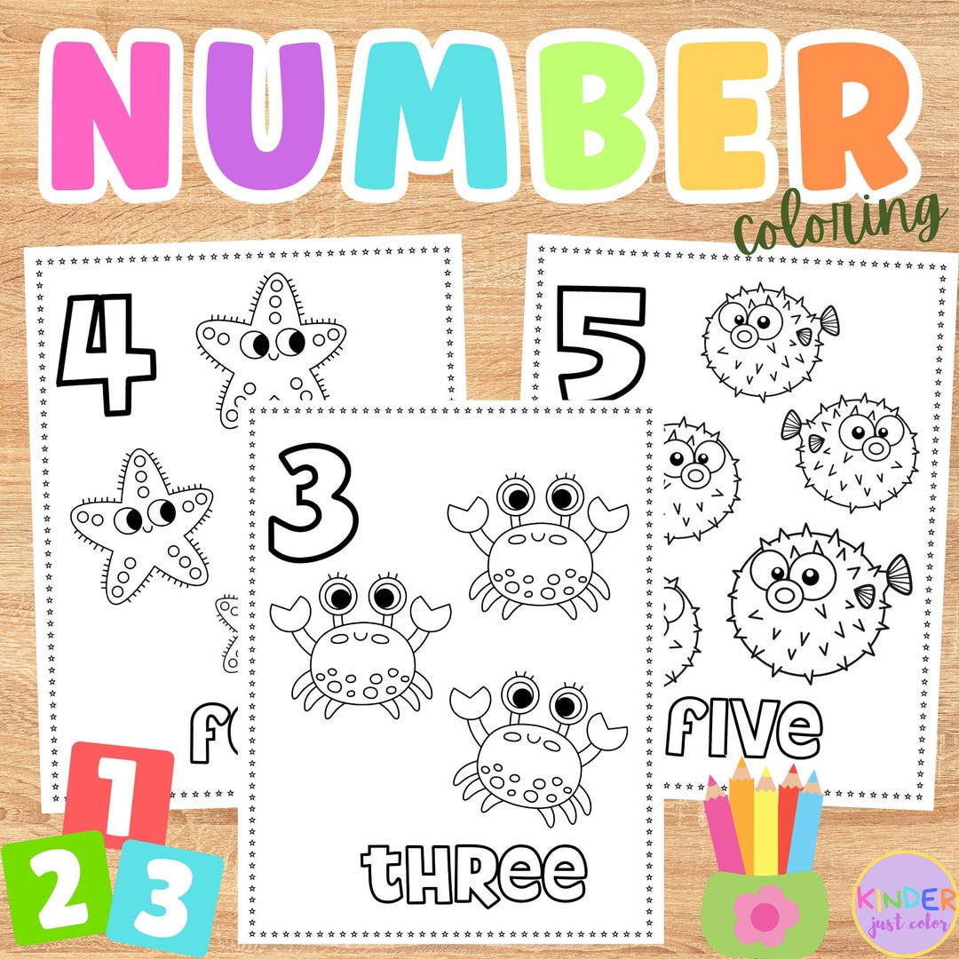 Ocean Animals Number Coloring Pages | Learn Numbers With Sea Animals ...