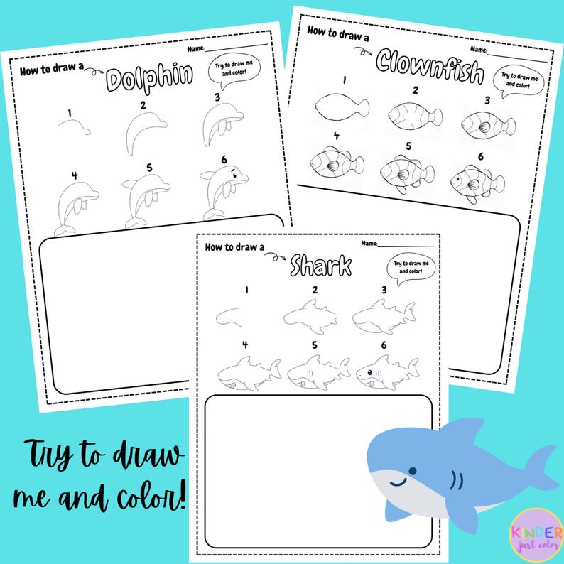 Learn How to Draw Ocean Animals for Kids, Easy Step-by-step Drawing ...