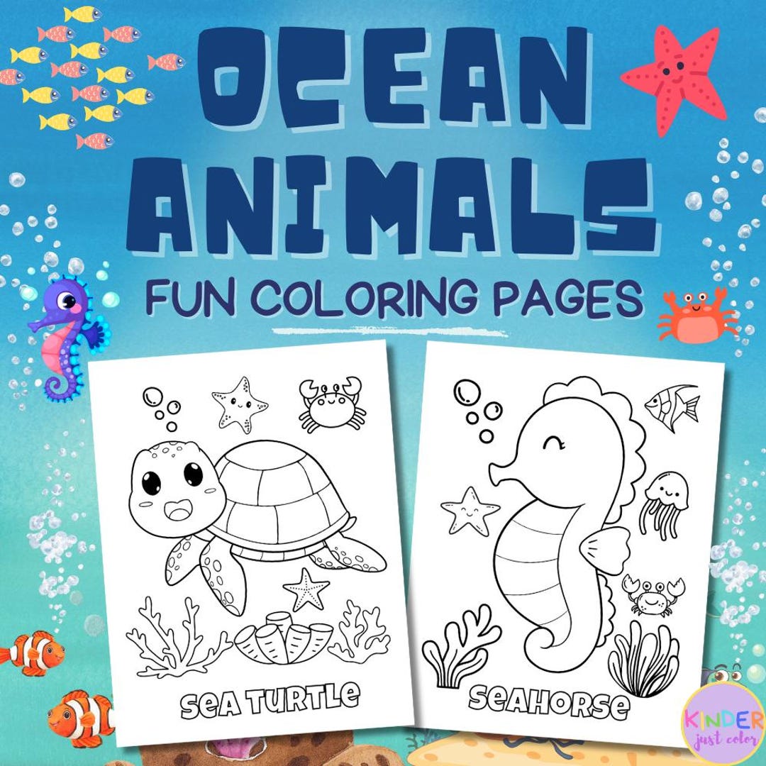 Ocean Animal Coloring Pages: Sea Life, Marine (PDF) - Etsy