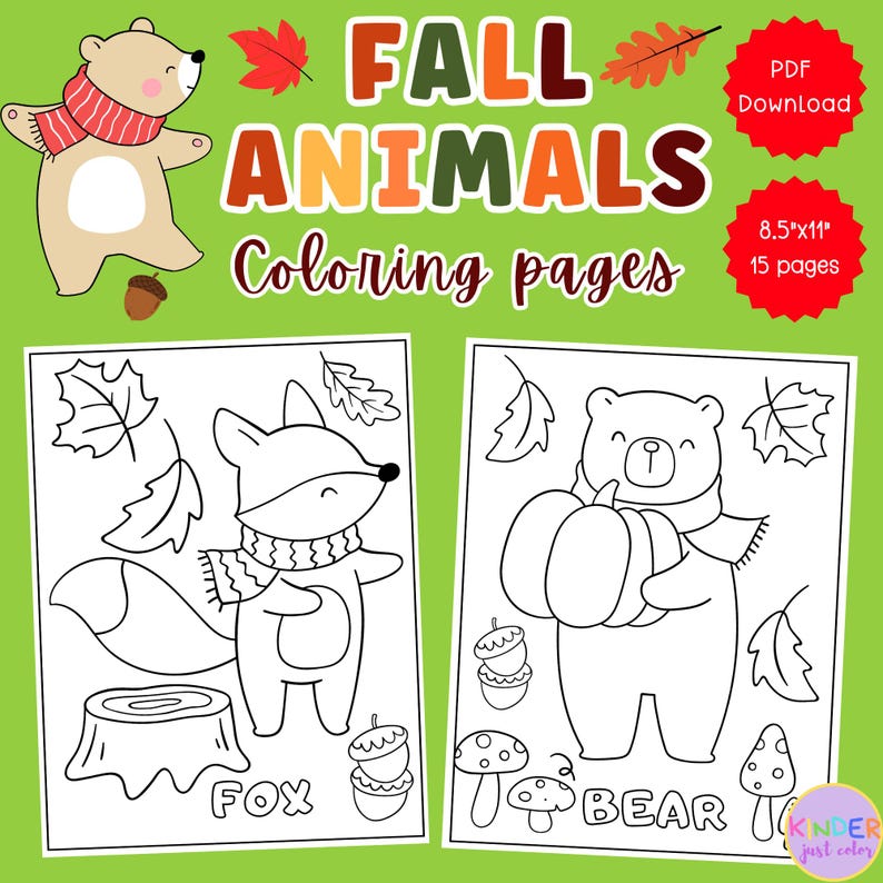 Autumn Fall Animal Coloring Pages, Autumn Coloring Sheets for ...
