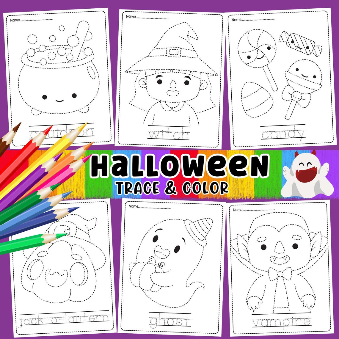 Tracing Worksheet Halloween Learning Line Practice Shape Tracing Sheets ...
