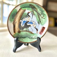 RARE 10-1/4" Wide Studio Art Green With Blue Feather Pottery Bowl ...