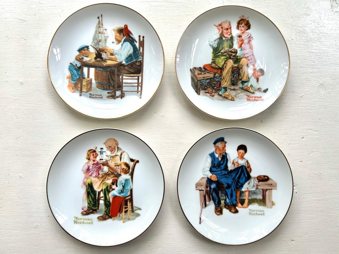 Set of 4 Norman Rockwell Plates - Etsy