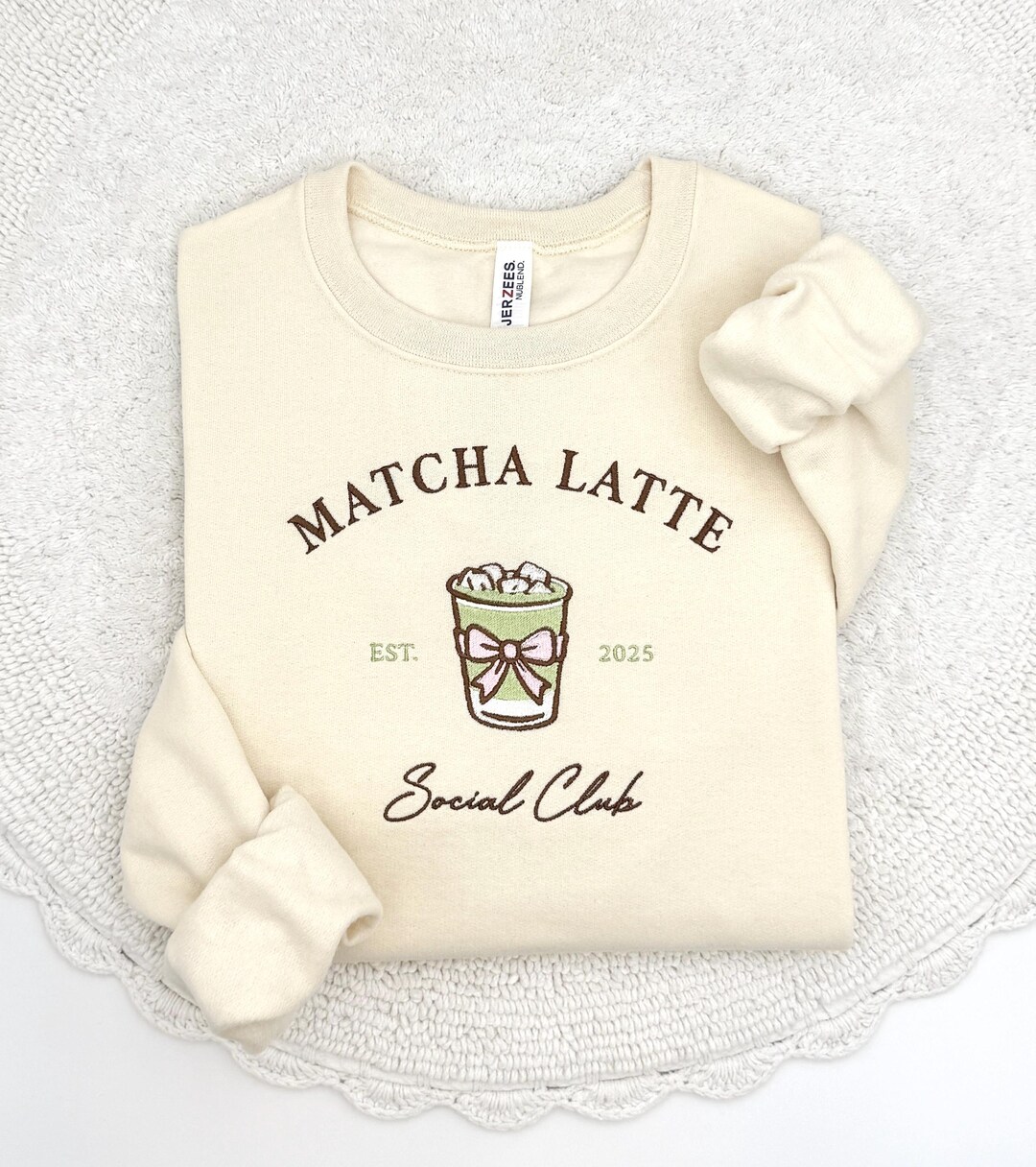 Embroidered Matcha Latte Club Sweatshirt | Green Tea Crewneck - Etsy