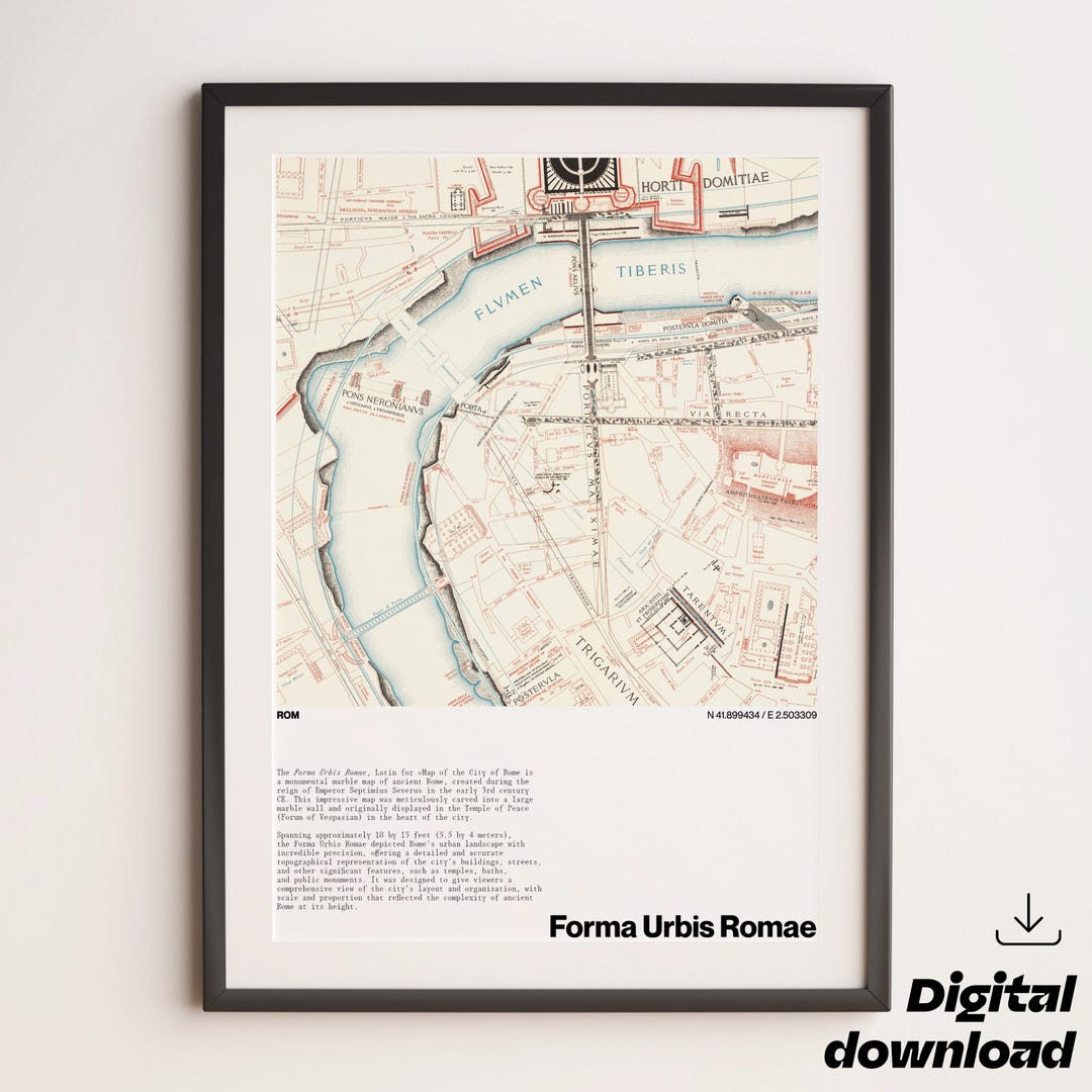 Ancient City of Rome Map – Digital Print – Roman Empire History ...