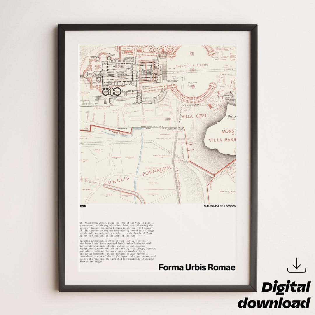 Ancient City of Rome Map – Digital Print – Roman Empire History ...