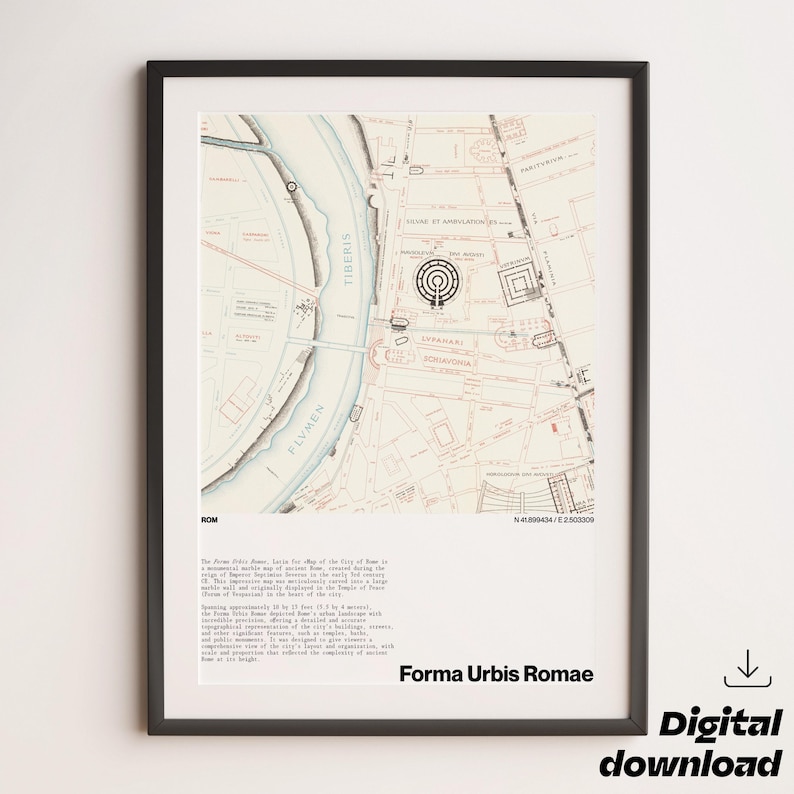 Ancient City of Rome Map – Digital Print – Roman Empire History ...