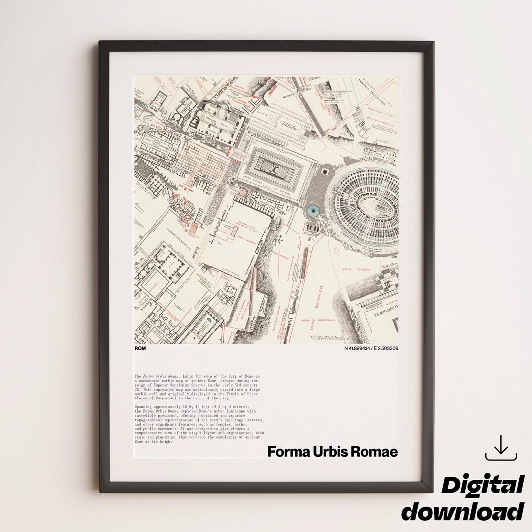 Ancient City of Rome Map – Digital Print – Roman Empire History ...