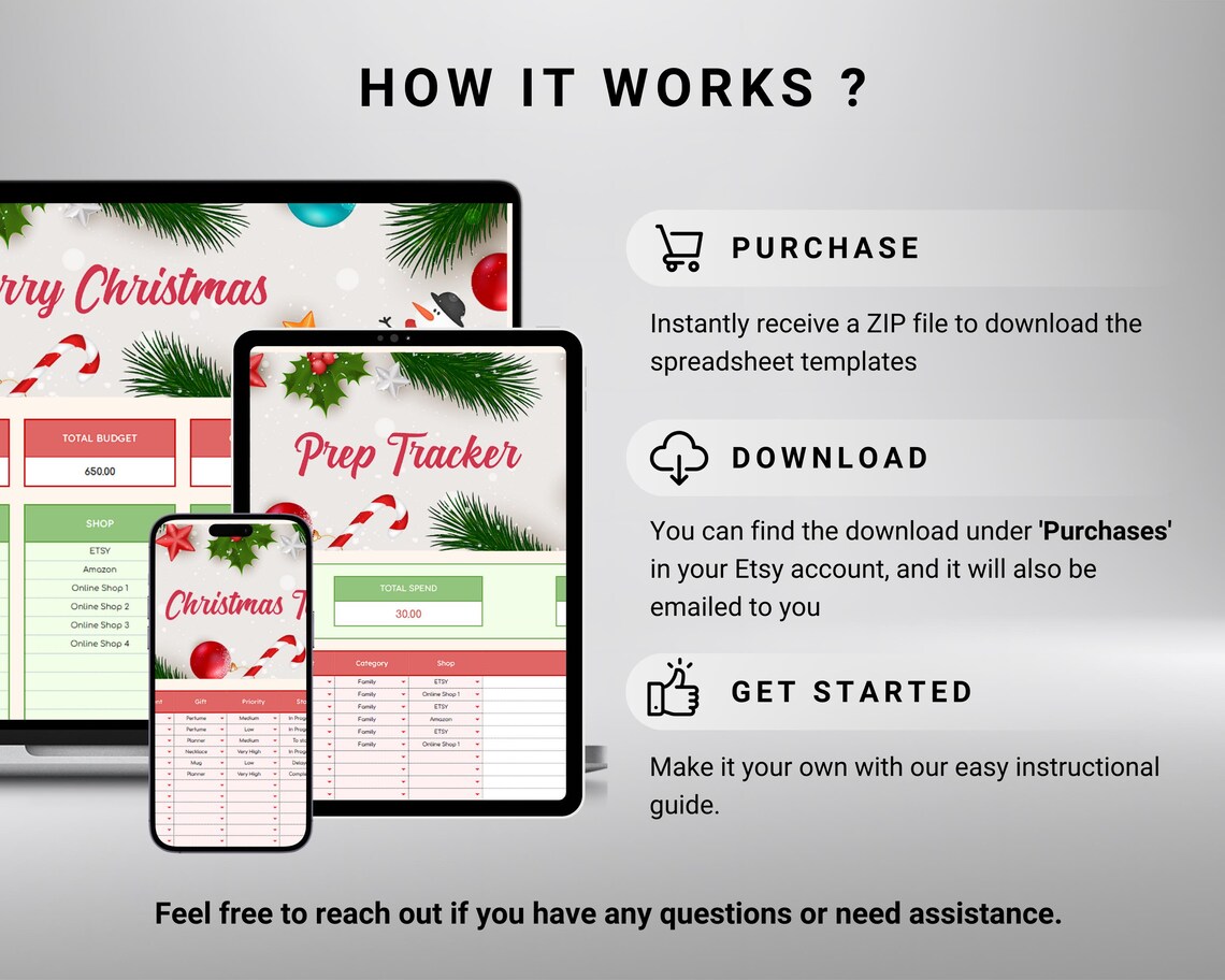 Christmas Planner Budget Spreadsheet Template, Holiday Gift Tracker ...