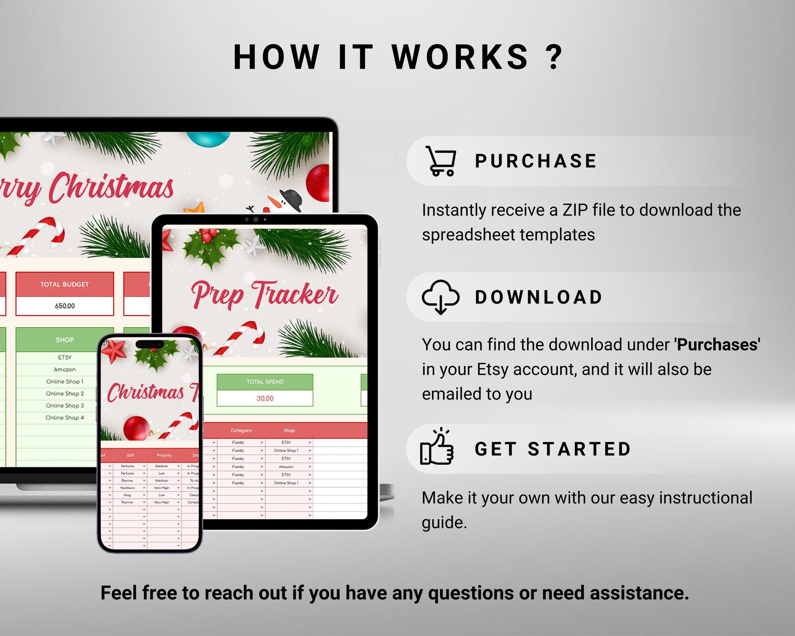 Christmas Planner Budget Spreadsheet Template, Holiday Gift Tracker ...