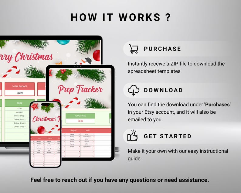 Christmas Planner Budget Spreadsheet Template, Holiday Gift Tracker ...