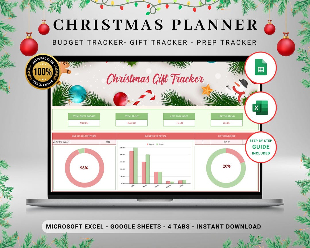 Christmas Planner Spreadsheet Template, Christmas Gift Tracker, Expense ...
