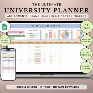 University Student Planner Spreadsheet 2025, College Assignment Tracker ...