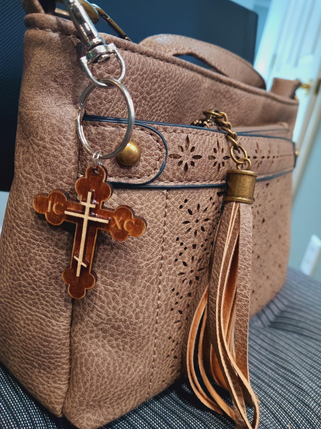 Orthodox Christian Budded Cross Key Chain or Purse, Diaper Bag ...