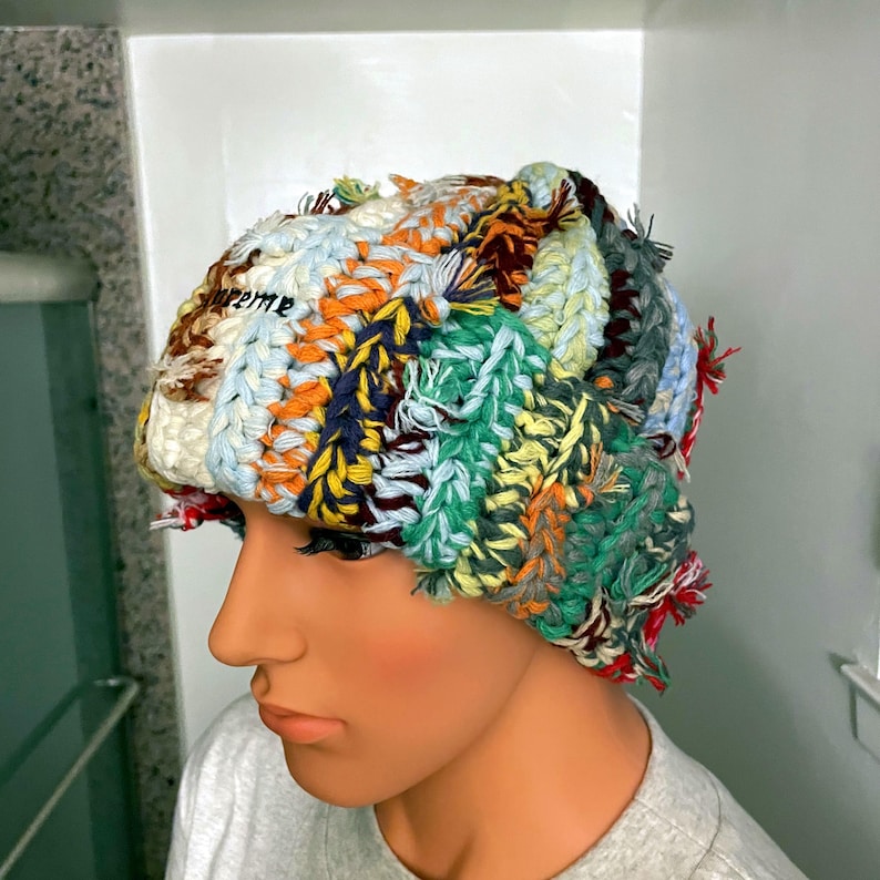 Multicolored Hand Tied Beanie | Crochet Beanie | Scrap Beanie | Street ...