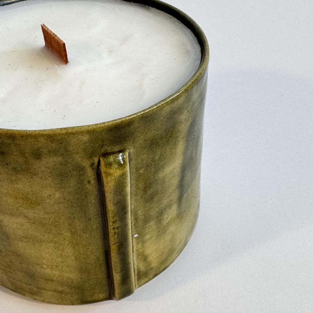 Handmade Ceramic Candle | Rosemary Scent | Reusable Ceramic Vessel ...