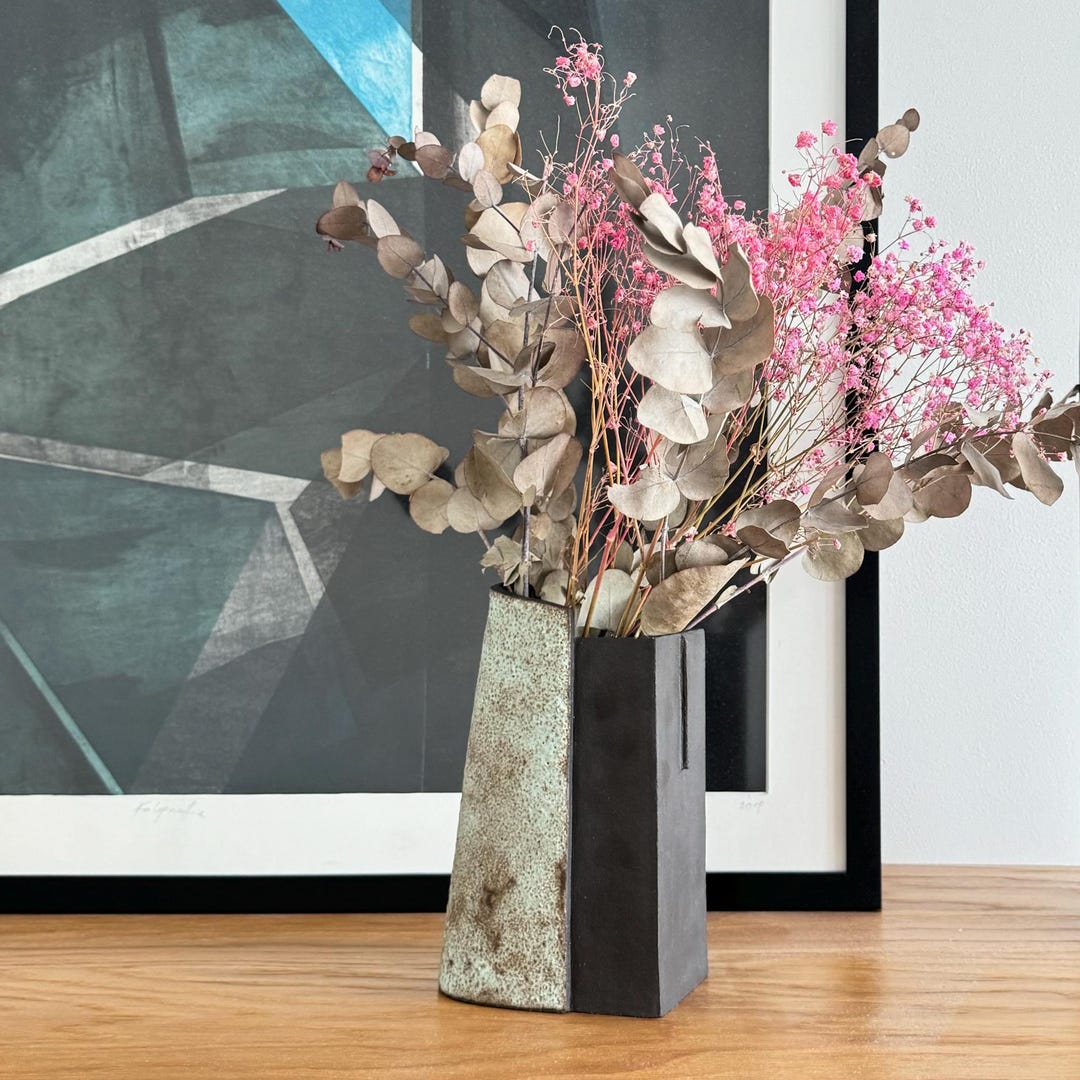 Deconstructed Vase | Modern Black Ceramic Vase | Patina Effect ...